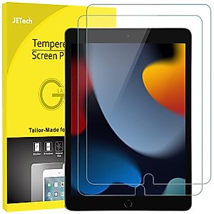 JETech Screen Protector for iPad (10.2-Inch, 2021/2020/2019 Model, 9/8/7 Generation), Tempered Glass Film, 2-Pack