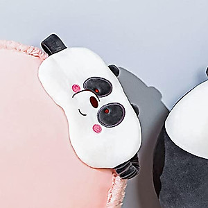 MINISO Travel Neck Pillow with Eye Mask, We Bare Bears Memory Foam Neck Cartoon Pillow Valentine's Day Gift for Travelling, Sleeping, Airplane, Car, Home & Office(Panda)