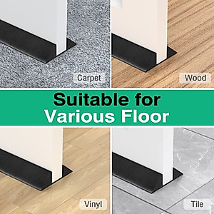 Lewondr Door Draft Stopper 36 Inch Under Door Draft Noise Blocker Waterproof Cuttable Triangle Strong Adhesive Weather Stripping Door Seal Under Door for Reduce Dust Air Door Sweep, Black