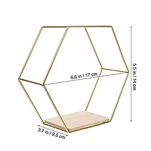 DOITOOL 3Pcs Iron Hexagon Wall Hexagon Shelves Hexagon Hanging Shelves Hexagon Display Shelves Wall Shelves Hexagonal
