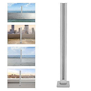 Glass Railing Post,Heavy Duty Glass Railing Post End Post, 25.6‘’/ 35.8”, End Post, Durable 304 Stainless Balustrade Post Steel, Balustrade for Balcony Deck Stairs for Concrete, Porch Steps (25.6‘’)