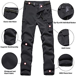 JOMLUN Kids Boy's Youth Fleece Lined Hiking Pants Outdoor Soft shell Snow Ski Waterproof Windproof Warm Cargo Insulated Pants Winter