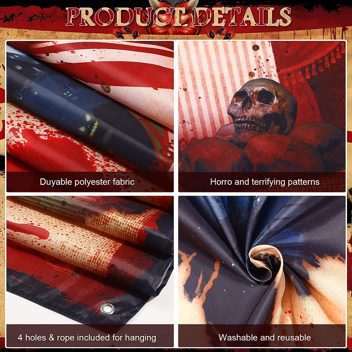 Halloween Circus Backdrop Creepy Carnival Party Decoration Horror Theme Welcome to The Carnival Background for Photo Booth Halloween Birthday Indoor Outdoor Party Supplies, 43.3 x 72.8 Inches