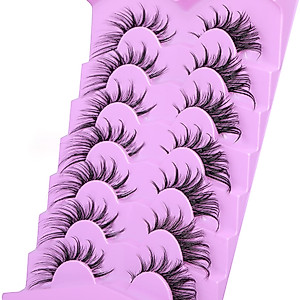 ALICE Manga Lashes Fox Eye False Clear Band Cat Wispy Anime Eyelashes Spiky Cosplay Fake Eye Lashes 7 Pairs Pack