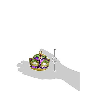 Old World Christmas 36241 Cities, Places and Landmarks Glass Blown Ornaments for Christmas Tree Mardi Gras Mask, 3 X 3 X 2.5