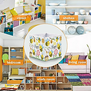 ALAZA Foldable Storage Bins, Cute Bees and Honey Storage Boxes Decorative Basket for Bedroom Nursery Closet Toys Books