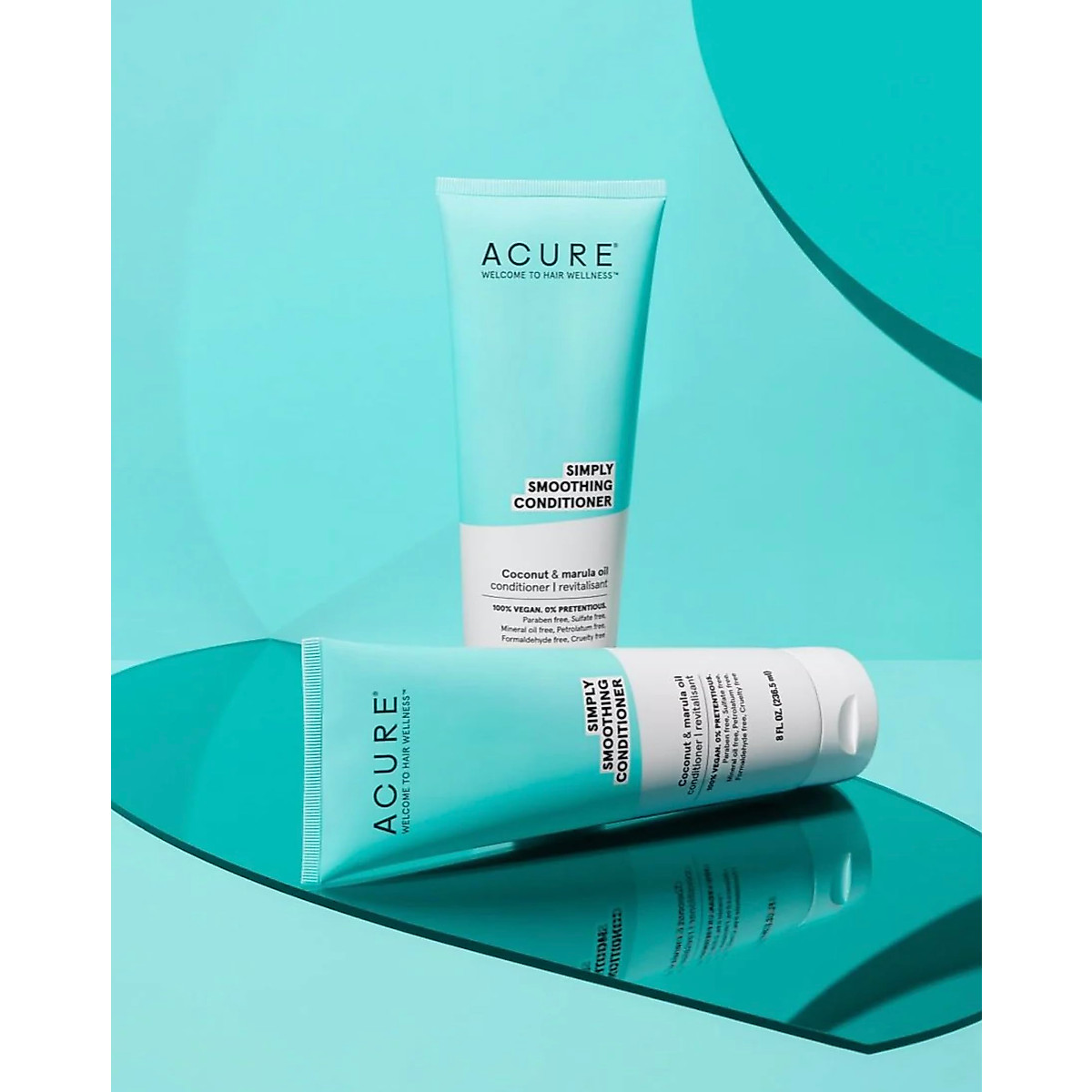 Acure Simply Smoothing Conditioner - & Marula Oil | 100% Vegan | Performance Driven Hair Care | Smooths & Reduces Frizz | White/Blue, Coconut Water, 8 Fl.Oz