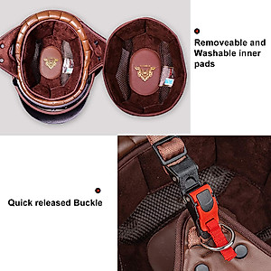 Motorcycle Half Face Helmet Sun Visor Quick Release Buckle DOT Approved Men Women Helmets for Cruiser Chopper Moped Scooter ATV (Matte Black, L)