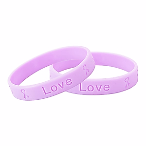 10 Pack Lavender Gynecological Cancer Awareness Bracelets – Lavender Ribbon Cancer Awareness Silicone Bracelets for Adults