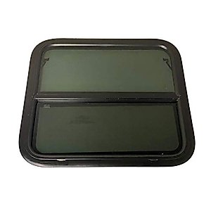 25.5" Width x 23.5" Height RV Window, Tiny House Vertical Slider W/Screen & Interior Camper Window Clamp Ring for 2" Wall Thickness Included, Teardrop Replacement Trailer Window