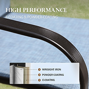 HERA'S HOUSE Patio Dining Chairs Set of 4, 36" Textilene Fabric Outdoor Chair with Wrought Iron Metal Frame Support 350lbs for Lawn Garden Backyard Kitchen, Blue