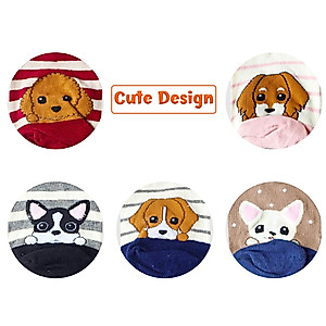 YSense Cute Socks Womens Dog Cat Novelty Animal Socks for Girl Cartoon Cotton Casual Crew Funny Socks 5 Pairs, Dog style 2