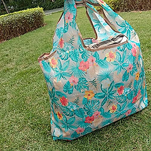 Fineget Folding Shopping Grocery Laundry Spare Tote Bag Perennial Leaf Aesthetic Foldable Beach Picnic Duffel Bag for Women Travel Hand Backpack Bag Camping Gym Sparts Changes Spare