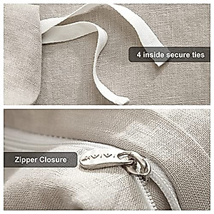 HYPREST Linen Duvet Cover Cal King Size, 100% French Linen Duvet Cover Set California King Size Lightweight Breathable Shabby Chic Linen Bedding Set, Moisture-Absorbing & Durable
