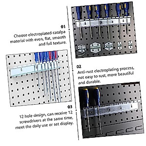 ULTECHNOVO 1pc Screwdriver Holder Wall Mounted Tool Mount Wrench Mount Tool Bolt Driver Rack Shovel Holder for Garage Tool Organizer Wall Mount Garage Wall Tool Rack Silver Steel Galvanized