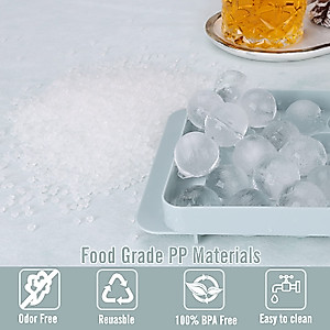 Ice Cube Tray with Lid & Bin 1IN Round Ice Cube Mold for Freezer 66PCS Ice Ball Maker Mold Small Ice Cube Trays Making Sphere Ice Chilling Cocktail Whiskey Tea Coffee (2 Ice Trays, 1 Ice Scoop & Bin)