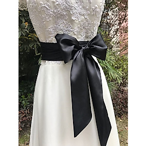 AIMECHA Special Occasion Dress Sash Wedding Sash Bridal Belts 4'' Wide Double Side (Black)