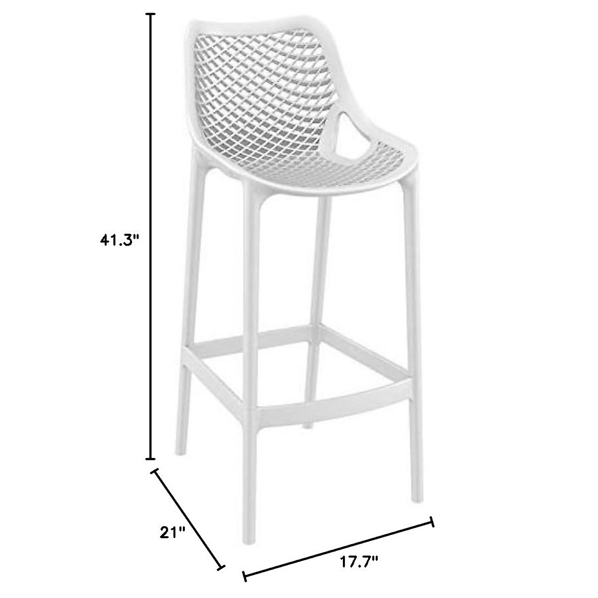 Home Square Polypropylene Patio Bar Stool in White - Set of 2