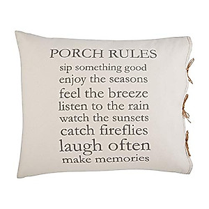Mud Pie Porch Rules Pillow, Tan