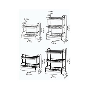 JUNXIAN Dish Rack 304 Stainless Steel Dish Storage Rack, Dish Storage Rack, Kitchen Dish Drainer Dish Rack, Dish Drying Rack Organizer Dish Containers(E)