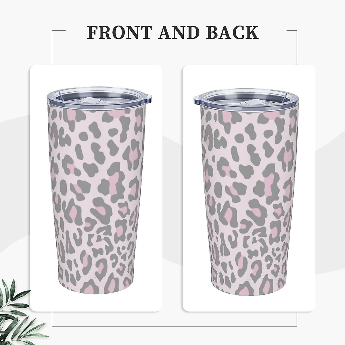 JASROTAO Pink Leopard Tumbler,Leopard 20oz Stainless Steel Insulated Travel Tumbler,Travel Coffee Mug with Lid and Straw Water Bottle Drink Tumbler Cups Gifts for Women Men