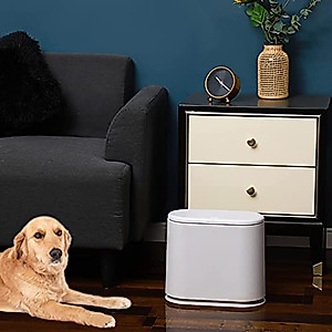 Cq acrylic 12 Liter Rectangular Plastic Trash Can Wastebasket with Press Type Lid,3.17 Gallon Dog Proof Garbage Container Bin for Bathroom,Powder Room,Bedroom,Kitchen,Craft Room,Office White