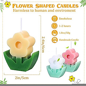 3 Pcs Flower Shaped, Aesthetic, Cool, Cute, Danish Pastel Room Decor Paraffin Soy Funky Scented Candle Bridal Showers for Gift Wedding Party Favors (Pink, White, Yellow)