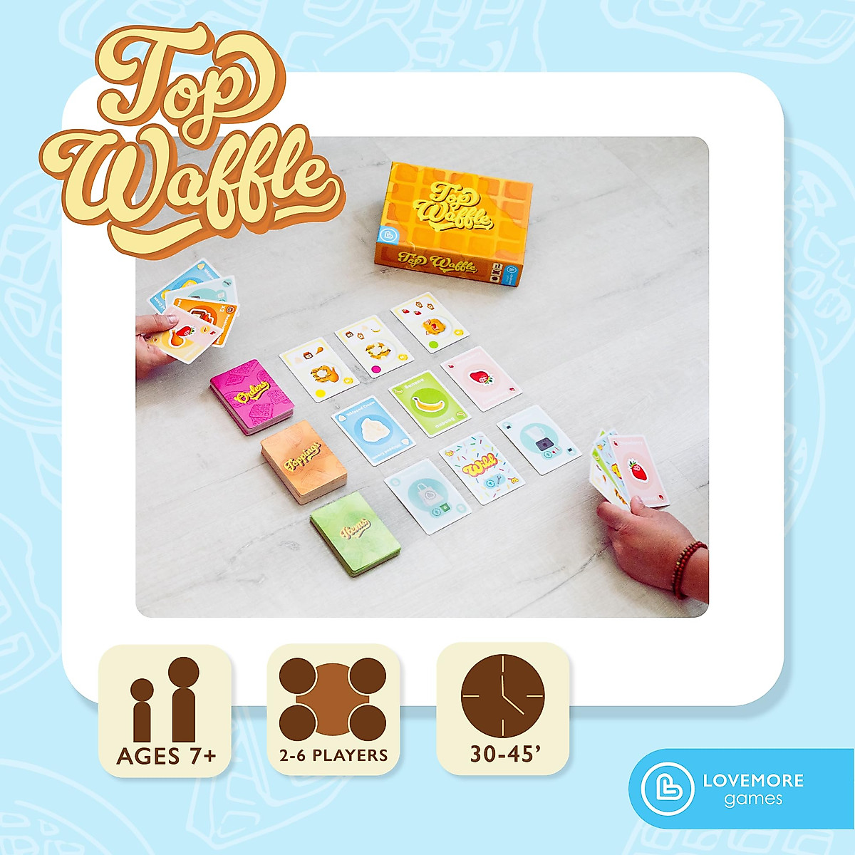 Lovemore Games Top Waffle Card Game - Beautifully Delicious Game for Kids, Teens, Adults, and Family Game Night - Great Gift for Ages 7+, 2-6 Players, 30-45 Minutes
