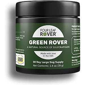 Four Leaf Rover Green Rover - Super Greens with Organic Broccoli Sprout and Spirulina Powder for Dogs - 15 to 120 Day Supply, Depending on Dog’s Weight - Liver Support - Vet Formulated