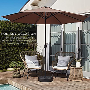 Best Choice Products 10ft Outdoor Steel Polyester Market Patio Umbrella w/Crank, Easy Push Button, Tilt, Table Compatible - Brown