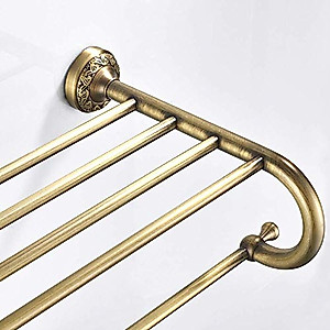 Towel Rack,Antique Brass Towel Rail with Double Towel Shelf for Bathroom, Wall-Mounted Shower Shelf Organizer,Black ( Gold)