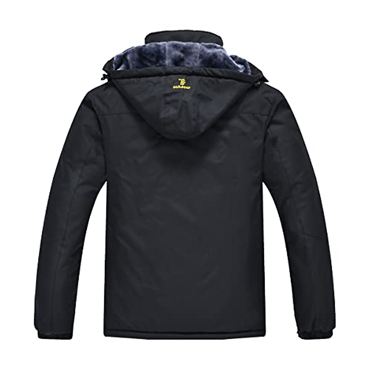 JINSHI Men Snow Jacket Windproof Waterproof Ski Jackets Winter Hooded Mountain Fleece Outwear (Black,L)