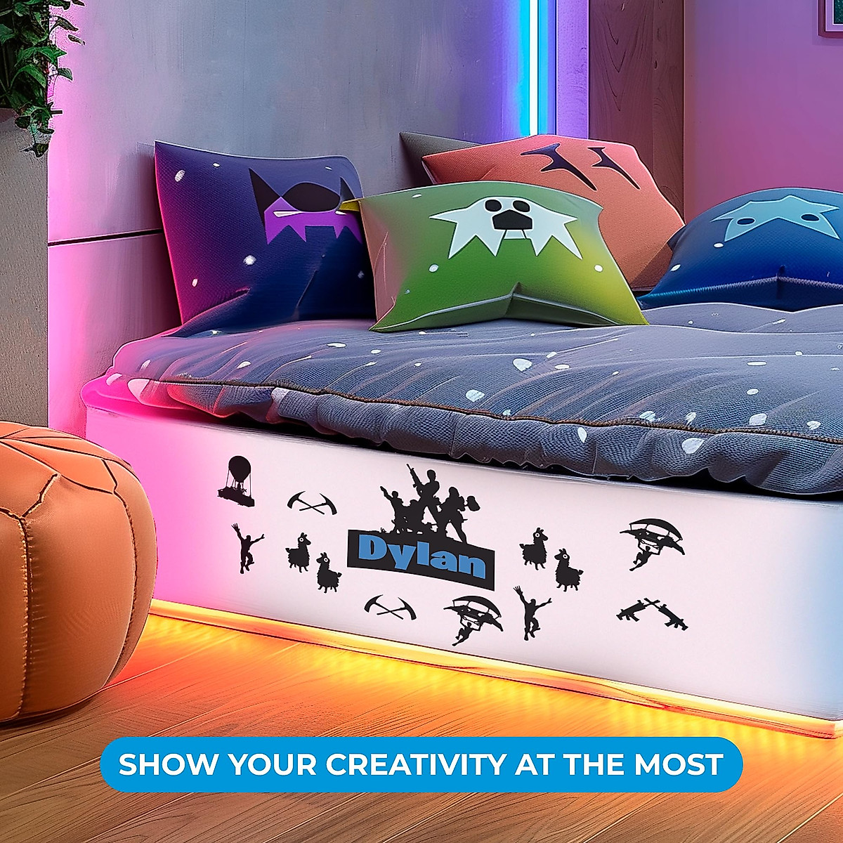 CRYPTONITE Personalized Name Famous Game Wall Decor I Wall Stickers for Bedroom Decor I Nursery Wall Decal for Boys & Girls I Boys Bedroom Decor I Stickers for Kids Wide 20"x18" Height (Small)