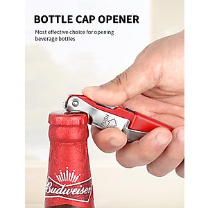 CORKAS Wine Key - Professional Handcrafted Heavy Duty Waiter Corkscrew, Compact Wine Opener with Double Hinged, Foil Cutter and Bottle Opener, Gifts for Servers, Sommelier, Bartenders - Red