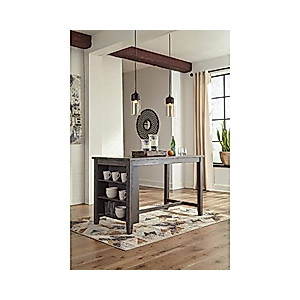 Signature Design by Ashley Caitbrook Rustic Counter Height Dining Table with Storage, Dark Gray