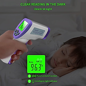 Forehead Thermometer, Non-Contact Infrared Adult and Child thermometers, with Fever Alarm, Accurate Reading and Memory Function, for Indoor and Outdoor use, 1 Second Results