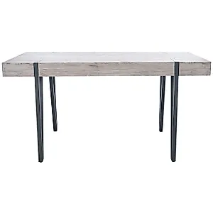 SAFAVIEH Home Collection Alyssa Mid-Century Rustic Industrial Grey Oak/Black Dining Room Table DTB7000C, 0