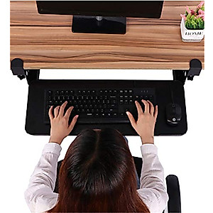 Clamp On Keyboard Tray Under Desk Storage Retractable Height Adjustable Keyboard Tray, 29.5" x 10" for Home or Office