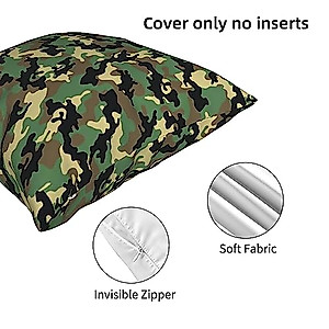 WURTON Camo Print Throw Pillow Covers, Soft Square Cushion Case,for Sofa, Couch,Bed Chair-18 X 18 Inch
