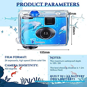 3 Pcs Disposable Camera Waterproof Underwater Single Use Film Camera 35 mm with Flash for Summer Beach Vacation Camp Snorkeling Trip Adult Teens Gift