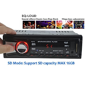 Polarlander Car Radio Audio USB Port SD Card Slot Player Receiver Bluetooth Hands-Free with Remote