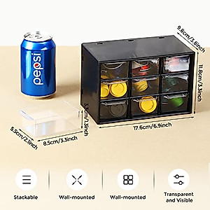 4 Pack Desktop Storage Organizer with 9 Drawers Craft Organizer with Mini Drawers Plastic Organizers and Storage Drawers for Craft Art Jewelry Cosmetics Sewing Supplies Storage (Black)