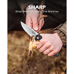 Rush Deer Pocket Knife: Folding Knife with 4" D2 Steel Blade and G10 Handle, EDC Knife with Pocket Clip.Ideal for Camping, Fishing and Survival,Gift for men women