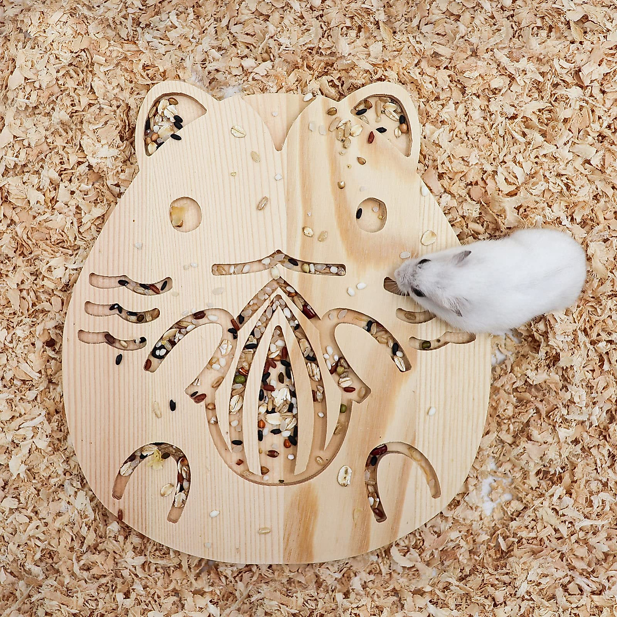 Dnoifne Guinea Pig Foraging Toys, Wooden Hamster Enrichment Toys, Interactive Hide Feeding Toys, Feeding Cage Accessories for Small Animals Puppy Kitten Rats Hamster Rabbit Chinchilla Bunny Rabbits