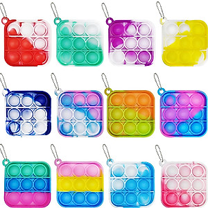 12 Pcs Mini Pop Bubble Fidget Sensory Toys, Pop Toy Bulk for Party Favor, Classroom Student Prizes Easter Basket Goodie Bag Stuffers Christmas Valentine Gift for Kid
