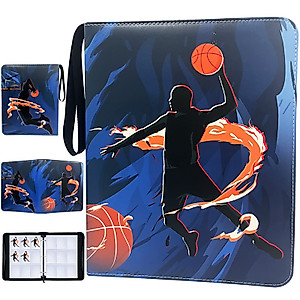 900 Pockets Basketball Cards Binder,Trading Cards Holder Card Collectors Album,Trading Card Binder 9 Pocket with 50 Removable Sleeves for Basketball Card and Sports Card