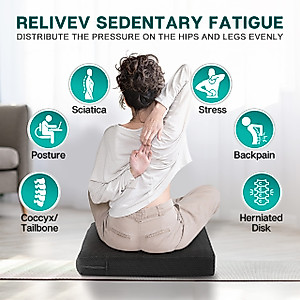 Slecofom Seat Cushion for Office Chair -Memory Foam Desk Chair Cushion Back Breathable Mesh&Non-Slip Bottom,Car/Wheelchair Seat Cushions -Coccyx,Sciatica & Back Pain Relief Pillow (19x17in,Black)