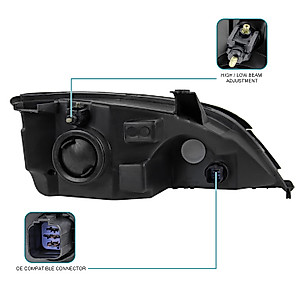 SPEC-D TUNING Headlights Chrome Compatible with 2005-2007 Ford Focus L+R Pair Head Light Lamp Assembly