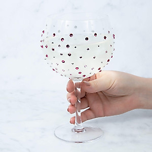 Pavilion Gift Company Pink Gem Stones-Birthday 24 Oz Stemmed Wine Glass