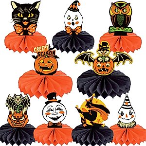 Vintage Halloween Party Decorations Halloween Table Honeycomb Centerpiece 9Pcs Johanna Parker Halloween Table Decor Pumpkin Ghost Cat Bat Ornaments for Halloween Party Supplies